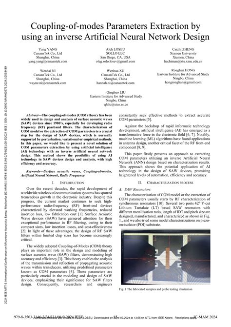 Pdf Coupling Of Modes Parameters Extraction By Using An Inverse