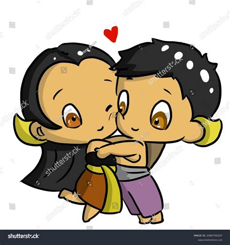 Cute Couple Hugging Chibi Art Style Stock Illustration Shutterstock