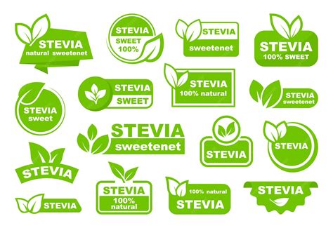 Premium Vector Stevia Label Set Stevia Sweetener Sugar Substitute 100