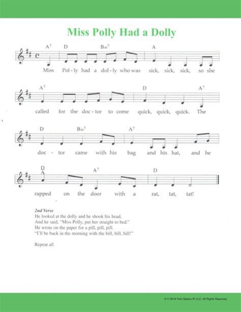 Miss Polly Had A Dolly Guitar Voice Piano Vocal Early