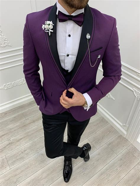 Napolia Royal Purple Slim Fit Tuxedo Bojoni