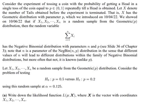 Solved Consider The Experiment Of Tossing A Coin With The Chegg