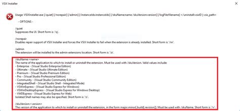Using VSIXInstaller Exe To Install Programmatically An Extension To Visual Studio And