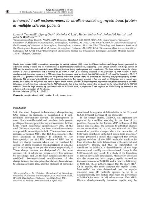 Enhanced T Cell Responsiveness To Citrulline Containing Asamnet