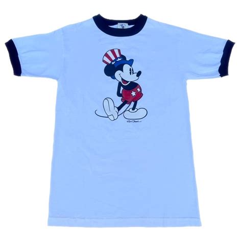 Disney Tops Vintage 9s Mickey Mouse American Flag Usa 4th Of July