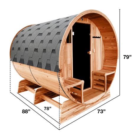 ALEKO Outdoor Rustic Cedar Barrel Steam Sauna Front Porch Canopy UL