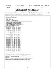 COMP230 Wk6 Report Docx Student Name Aaron Bleick Class COMP230 Dat E