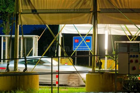 The Border Crossing Between Denmark And Germany In Padborg With View