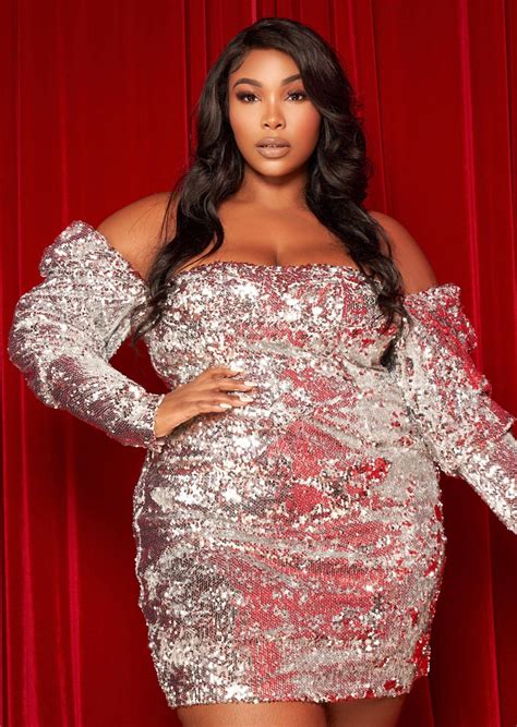 Shine Bright Silver Sequin Dress For Curve And Plus Size Ellaé Lisqué