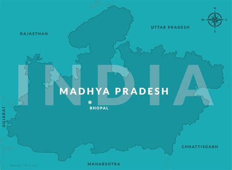 État Du Madhya Pradesh En Inde Avec La Capitale Bhopal Carte Dessinée à