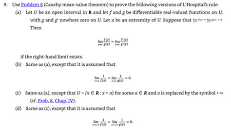 Solved Use Problem Cauchy Mean Value Theorem To Prove Chegg Com