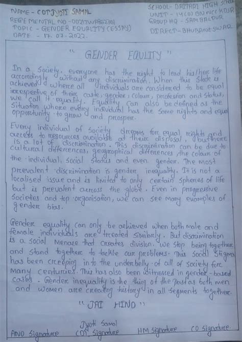 Gender Equality India Ncc
