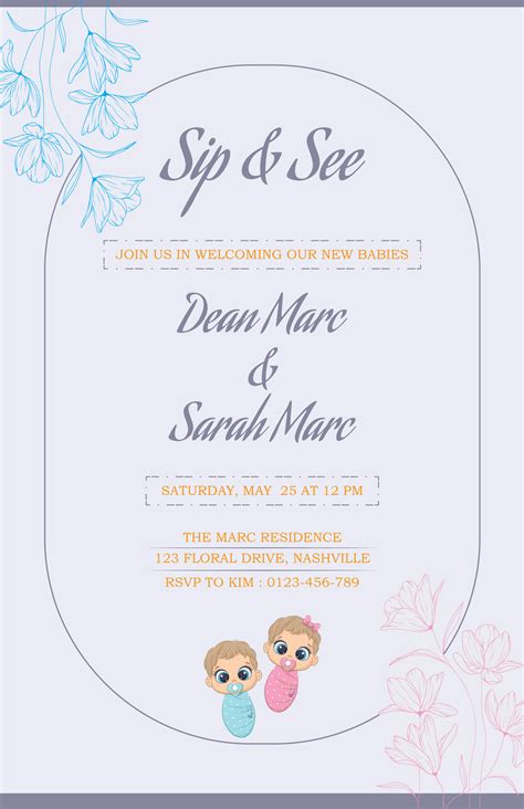 Sip And See Celebration Template Wordlayouts