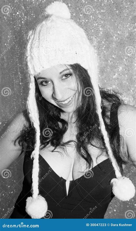 Busty Brunette In Black And White Stock Image Image Of Brown Breast