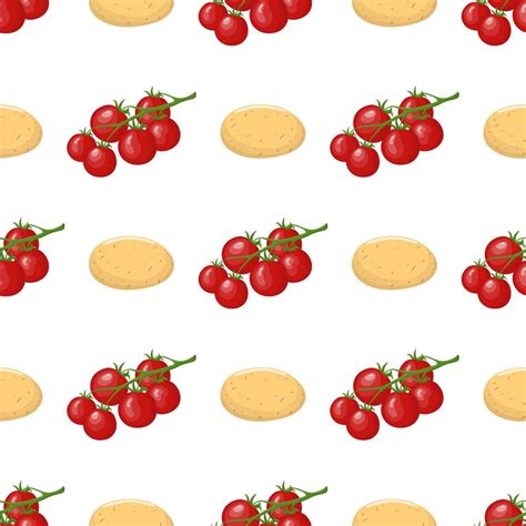 Modèle Sans Couture Avec Tomates Cerises Fraîches Et Légumes De Pomme