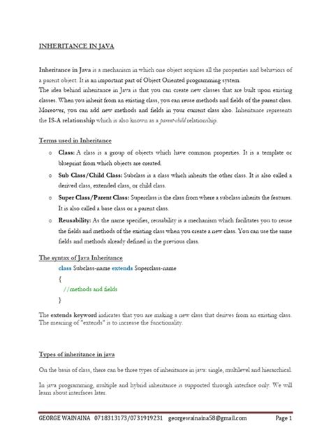 Understanding Inheritance In Java Pdf Class Computer Programming