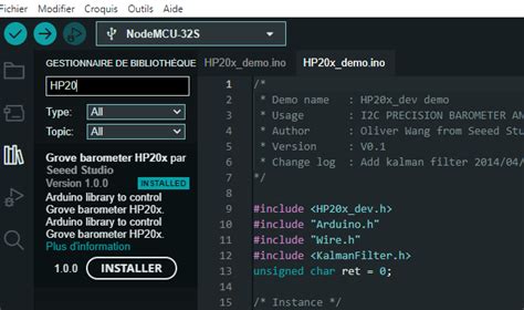 Problème De Compilation Esp32 Sonde Grove Baromètre Français