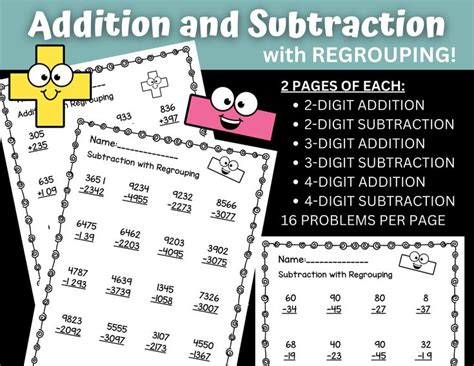 Addition And Subtraction With Regrouping Worksheets Multi Digit Adding And Subtracting