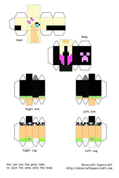 Minecraft Papercraft Girl Skin Templates
