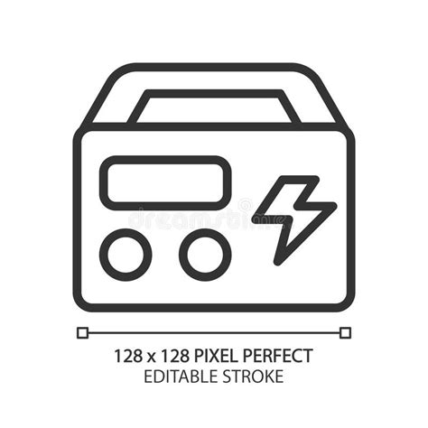 Portable Power Station Pixel Perfect Linear Icon Stock Vector