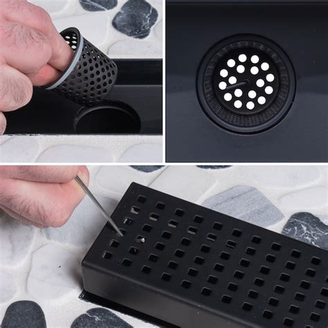 Oatey Vivante 24 In Matte Black Linear Shower Drain With Square Pattern Vt32240 At