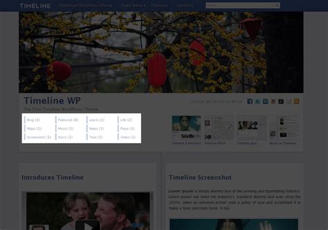 TOTD Timeline WP WordPress Theme Depicts Facebook New Timeline