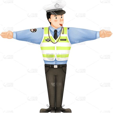 手绘 交警元素贴纸 通行