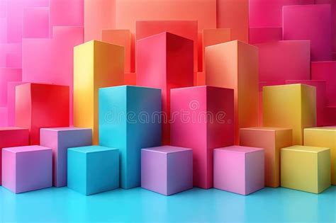 Colorful Geometric Cube Composition In Abstract 3d Rendered Background Design Stock Illustration