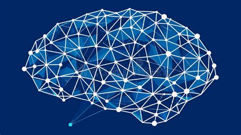 abstract brain form lines and triangles point connecting network on