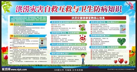 洪涝灾害自救互救与防病知识设计图展板模板广告设计设计图库昵图网