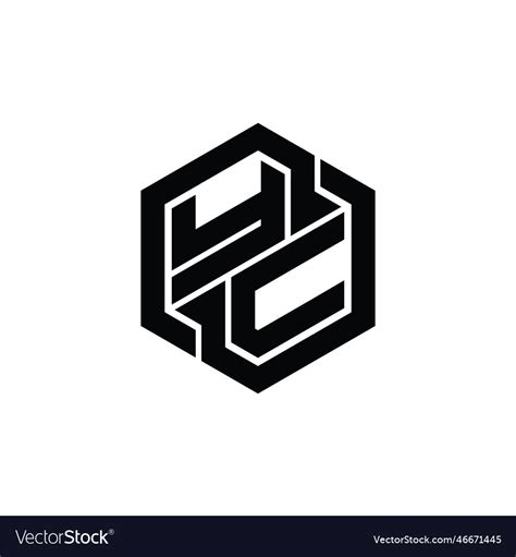 Yc Logo Monogram Gaming Hexagon Geometric Shape Vector Image