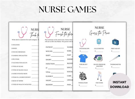 15 Printable Nurse Party Games Nursing Theme Fun Graduation Games