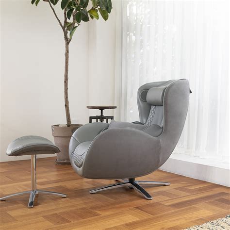 Nouhaus Classic Massage Chair With Ottoman Ash Gray Nouhaus