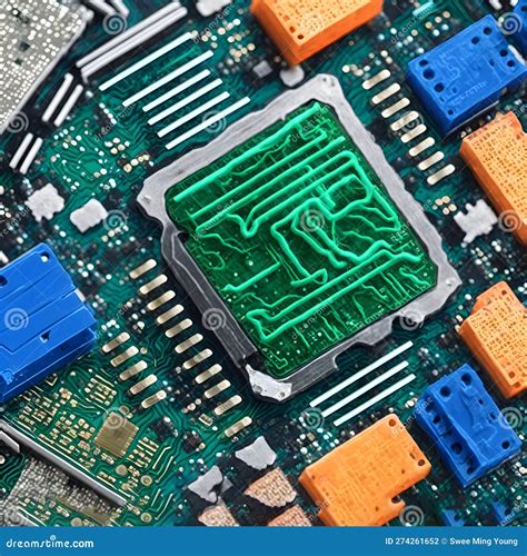 Image Of A Detailed Close Up Of A Circuit Board With Intricate Electronic Components And Chips