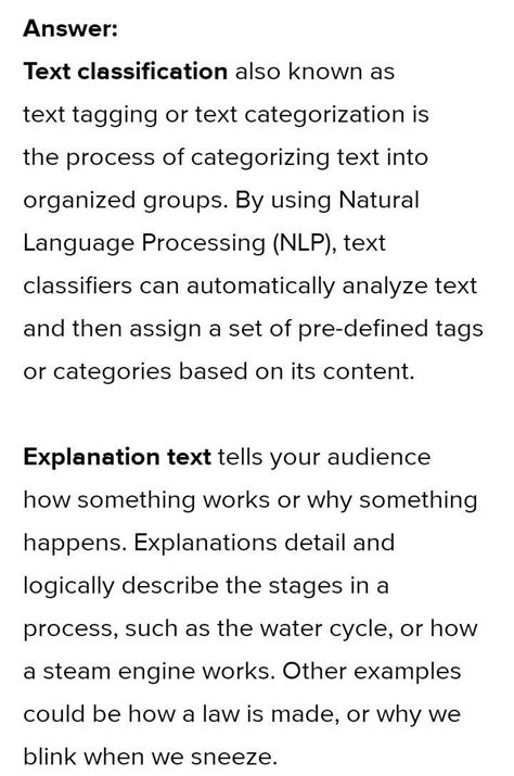 classification text types sample brainly ph