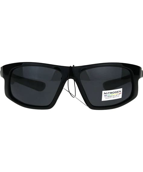 Nitrogen Mens Polarized Lens Sport Warp Plastic Sunglasses Black