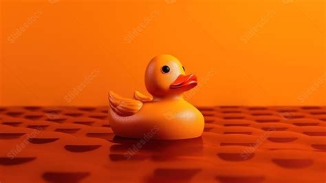 3d Render Of A Monochrome Rubber Duck Against An Orange Powerpoint Background For Free Download