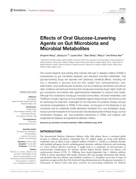 Pdf Effects Of Oral Glucose Lowering Agents On Gut Microbiota And Microbial Metabolites