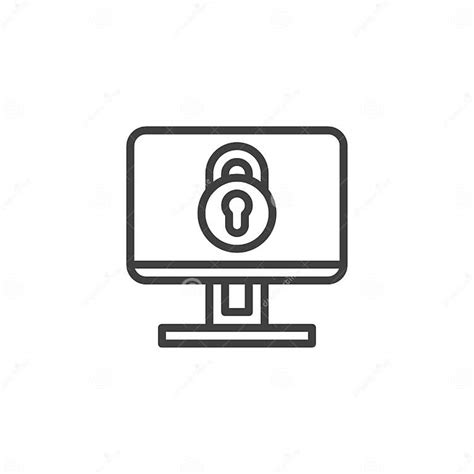 计算机安全线图标 向量例证 插画 包括有 安全性 锁定 徽标 保护 口令 线路 服务器 安全 159898525