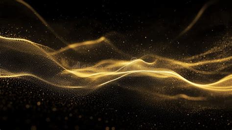 Golden Particles Forming Ethereal Waves On A Dark Background Perfect For A Magical And Elegant