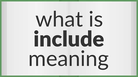 Include Meaning Of Include Youtube