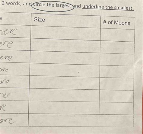 Solved Words And Circle The Largest And Underline The Smallest Math