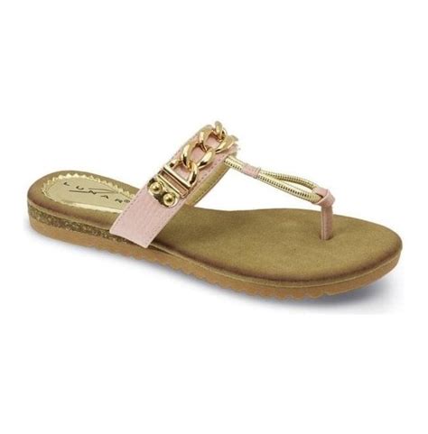 Lunar Womens Delores Pink Chain Toe Post Sandals Jlh839 Pk