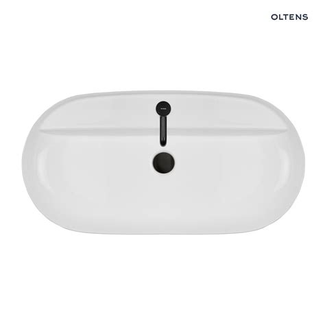 Oltens Hamnes Thin umywalka 80x40 cm nablatowa owalna z powłoką