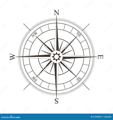 Black Compass Rose Isolated On White Stock Vector Illustration Of