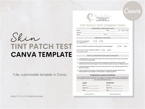 Tint Patch Test Consent Form Editable Esthetician Consent Form Brow Patch Test Form