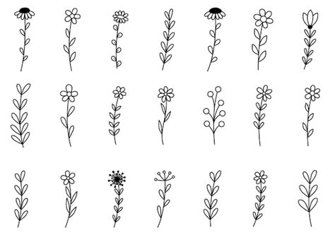 Premium Vector 0018 Hand Drawn Flowers Doodle