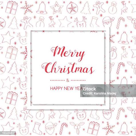 Desain Kartu Pos Natal Dengan Keinginan Dan Ornamen Yang Digambar