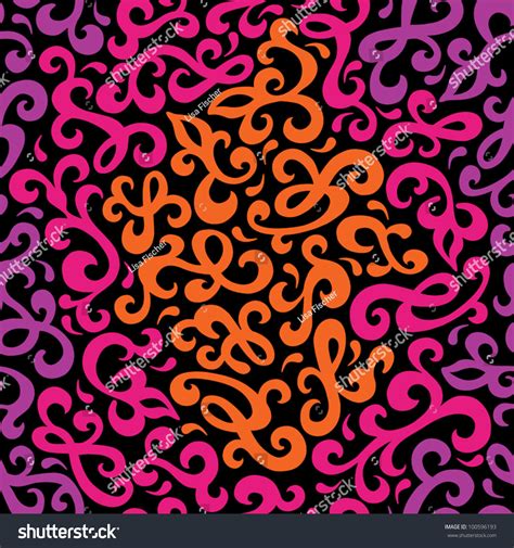 Curlicue Pattern Retro 60s70s Style Repeats Stock Vector Royalty Free