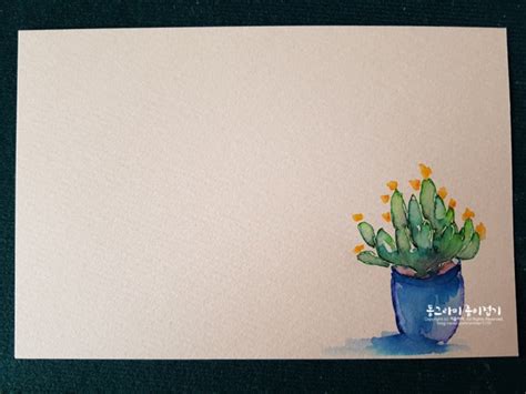 플러스펜수채화 캘리 수채그림 선인장 그리기 연습 네이버 블로그